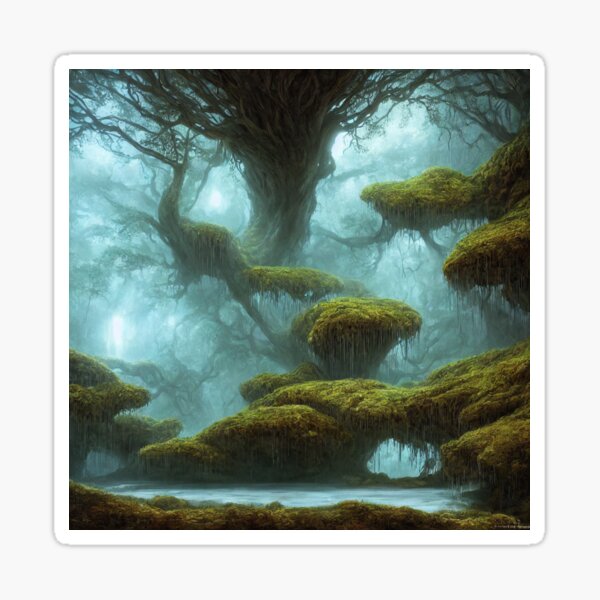 "Exploring the enchanted forest of mysterious trees" Sticker for Sale ...