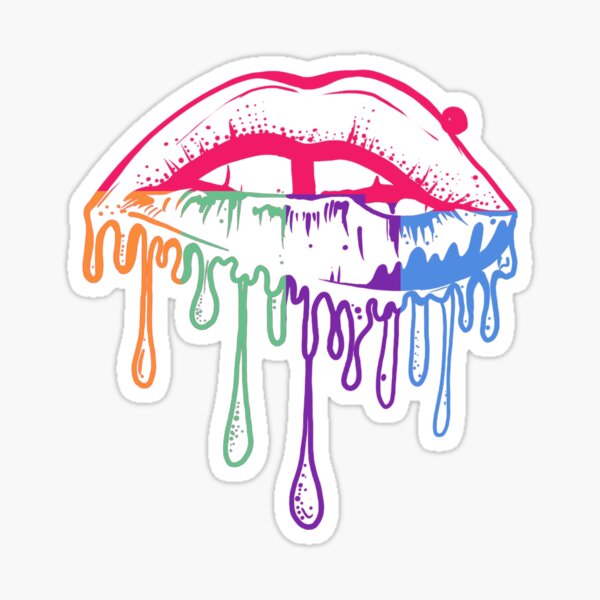 "Colorful lips dripping" Sticker for Sale by motivationhood | Redbubble