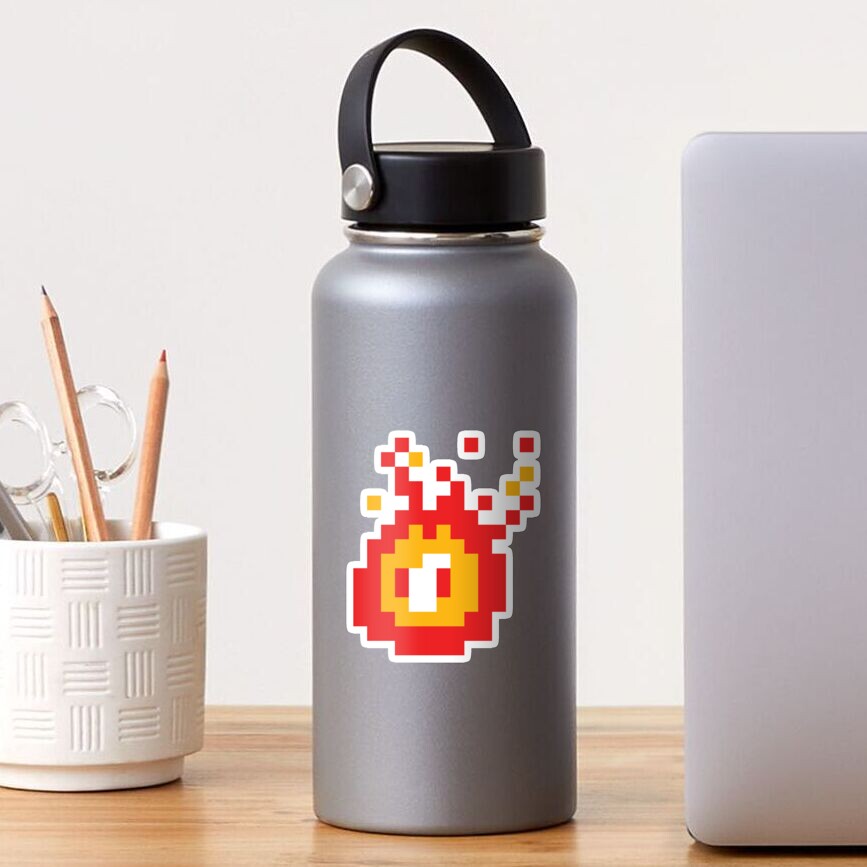 "Red Fireball Pixel Art" Sticker for Sale by Jamie-Cross | Redbubble