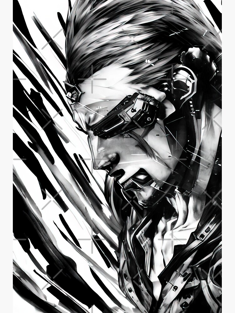 "Black and white anime cyborg samurai hero" Sticker for Sale by ...