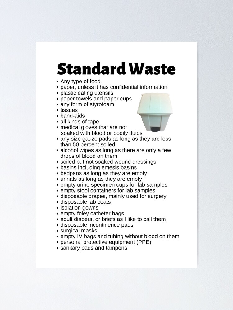 "Standard Waste List Infographic" Poster for Sale by Caregiverology ...