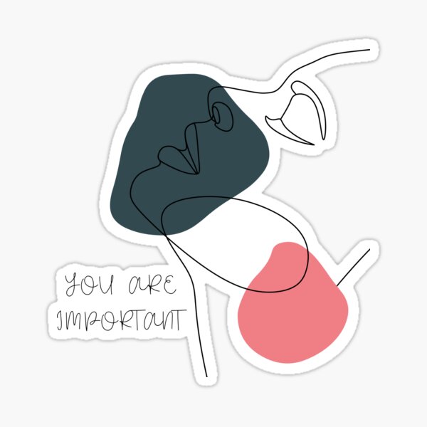 "You Are Important Adore You Boho Abstract Woman Line Art" Sticker for ...