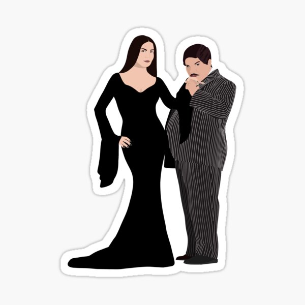 "Morticia and Gomez Addams" Sticker for Sale by kbracey-meraki | Redbubble