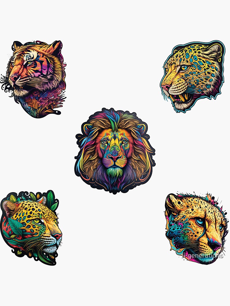 "Big Cats Pack 1" Sticker for Sale by fi-generations | Redbubble