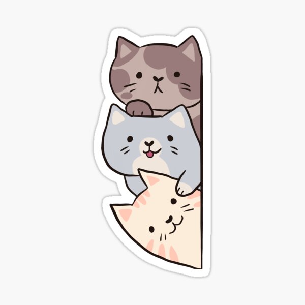 "Cute cat pile Peeking" Sticker for Sale by Yarafantasyart | Redbubble