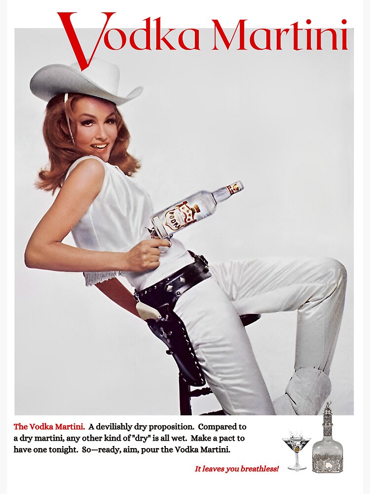 "Vodka Julie Newmar Cowgirl vodka gimlet blond vintage advertisement ...