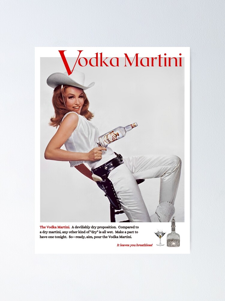 "Vodka Julie Newmar Cowgirl vodka gimlet blond vintage advertisement ...