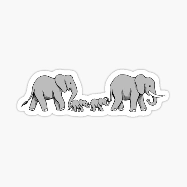 "Cute-Lines Elephant family Elephant family Elephant" Sticker for Sale ...