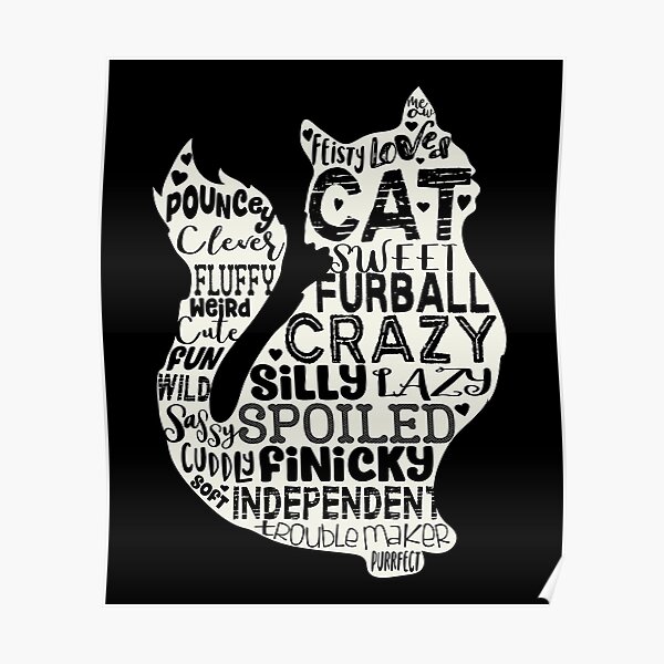 "Cat Silhouette Word Cloud" Poster for Sale by jitterfly | Redbubble