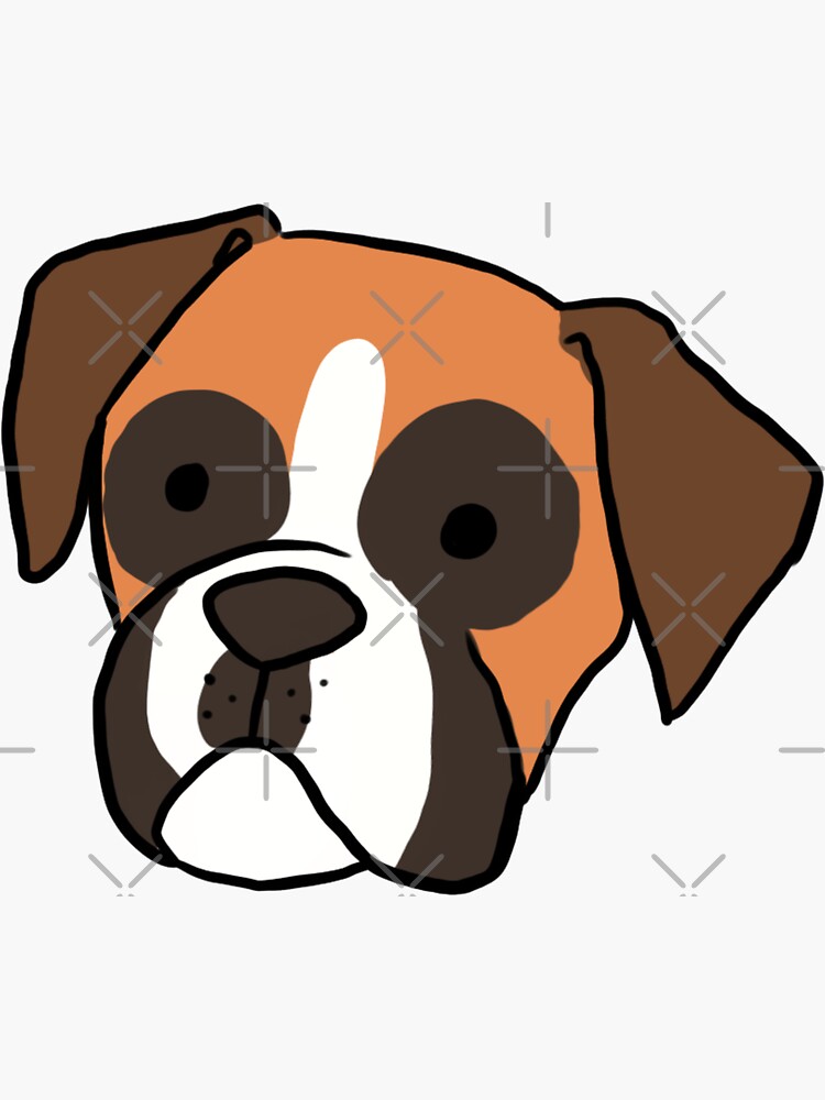 "Boxer Dog face cartoon illustration" Sticker for Sale by ...