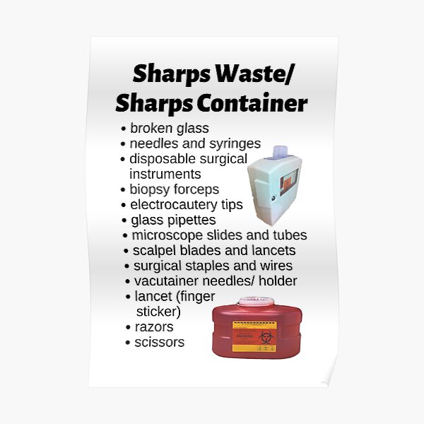 "Sharps Waste / Sharps Container List Infographic" Poster for Sale by ...