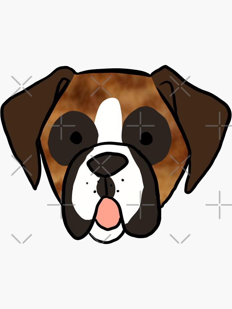 "Cute Boxer Dog face cartoon illustration" Sticker for Sale by ...