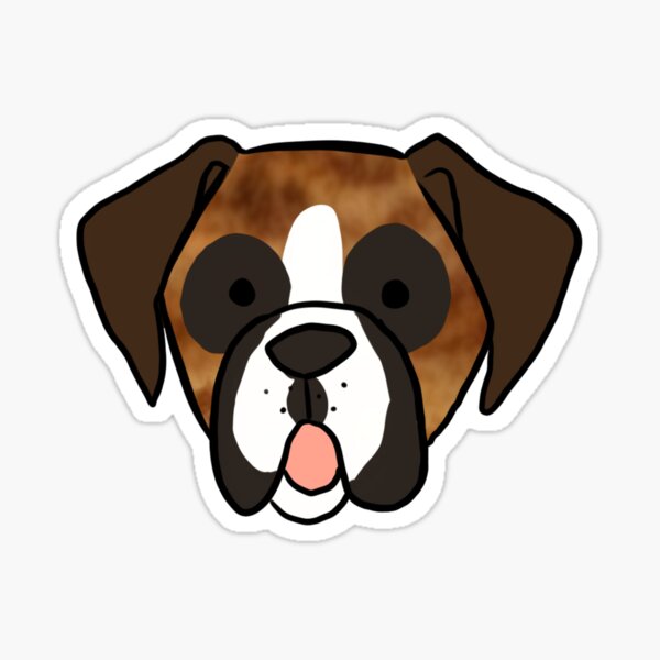 Pegatina «Linda ilustración de dibujos animados de cara de perro Boxer ...