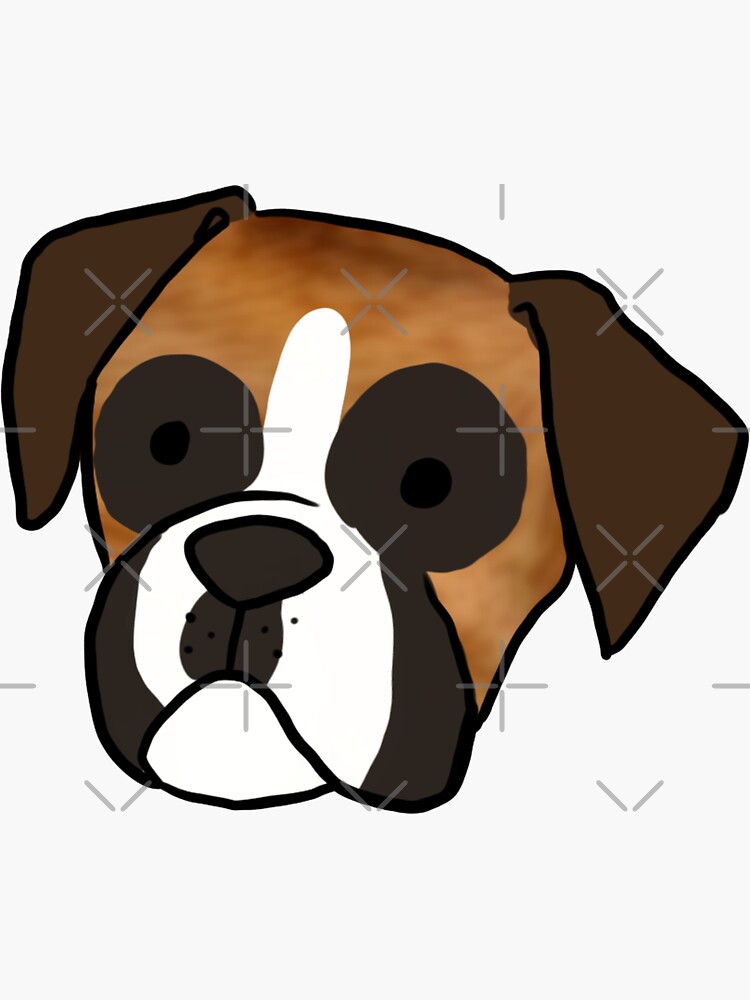 Pegatina «Linda ilustración de dibujos animados de cara de perro Boxer ...