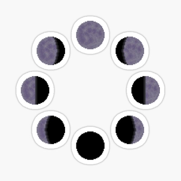 "Pixel Phases of the Moon" Sticker for Sale by Pixelology | Redbubble