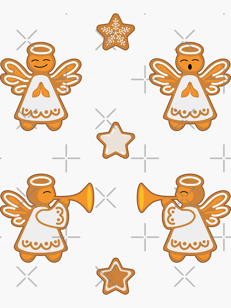 "Gingerbread Angels And Stars Set" Sticker for Sale by dreamartcher ...