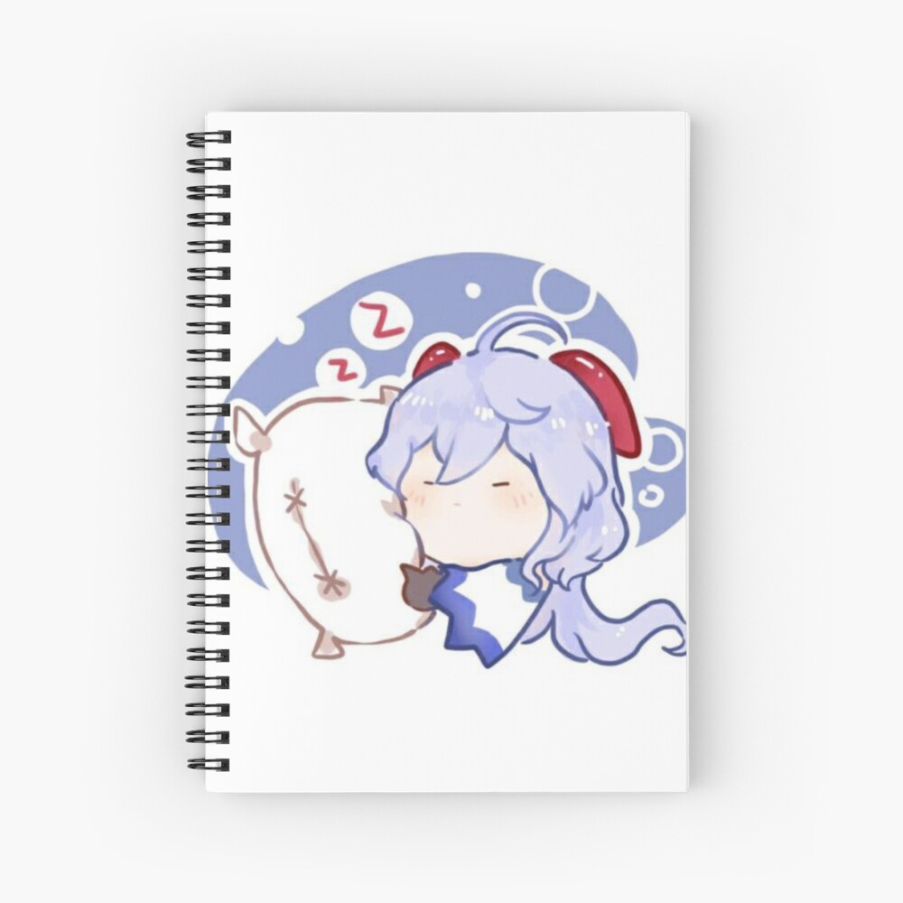 "Chibi Ganyu Sleeping Genshin Impact Fanart Cocogoat " Spiral Notebook for Sale by feach | Redbubble
