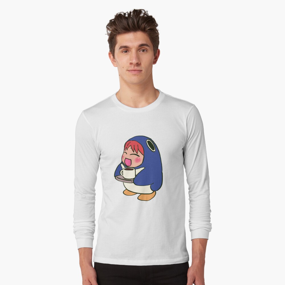 "I draw cafe penguin mascot chiyo chan serving coffee with a tray ...