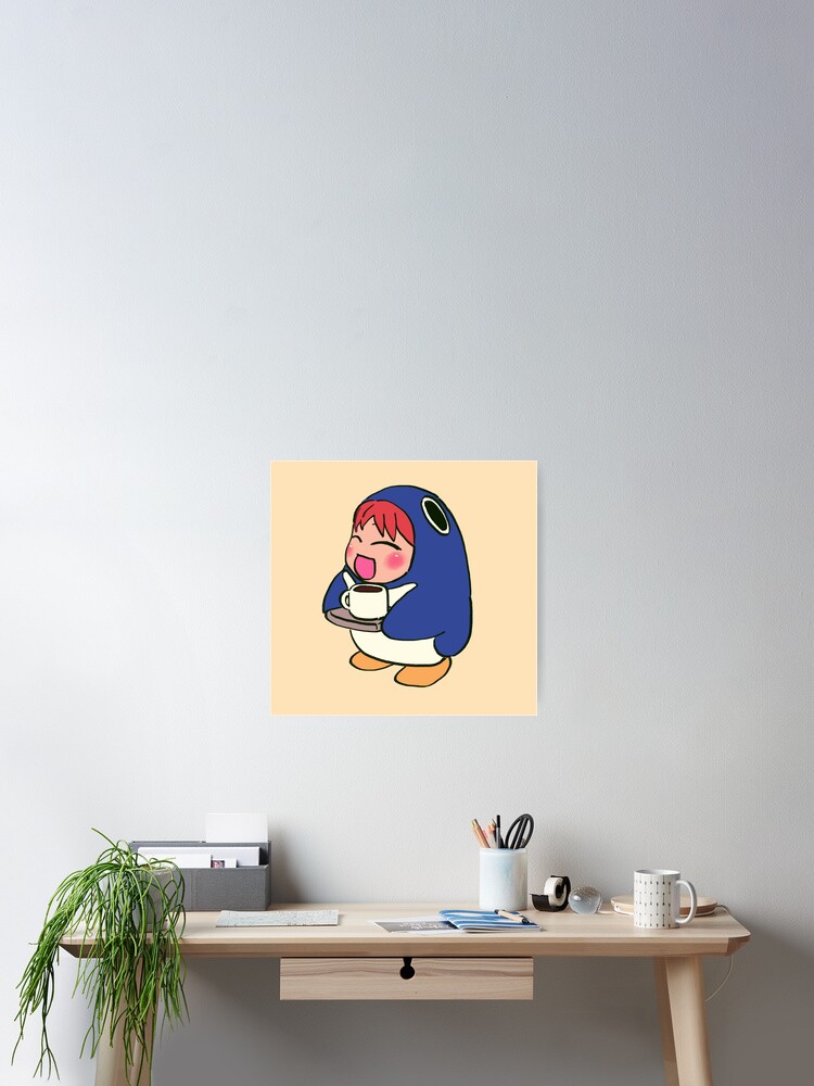 "I draw cafe penguin mascot chiyo chan serving coffee with a tray ...