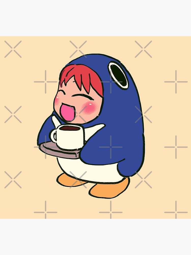 "I draw cafe penguin mascot chiyo chan serving coffee with a tray ...