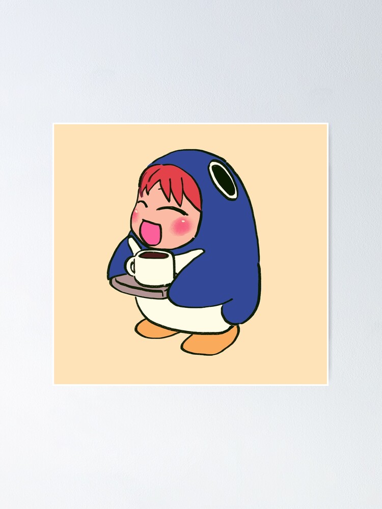 "I draw cafe penguin mascot chiyo chan serving coffee with a tray ...