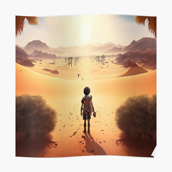 "A child leaves for the oasis in the desert." Poster for Sale by euwo ...
