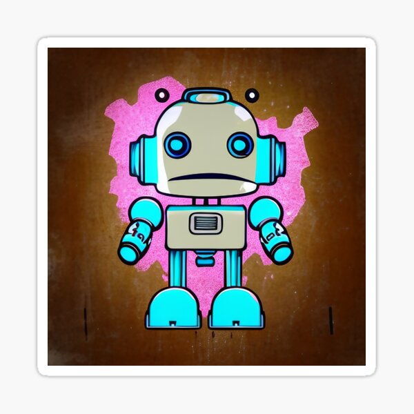 "AI-generated pink and blue punk robot drawing" Sticker for Sale by ...