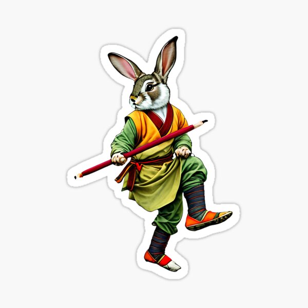 "Kung Fu bunny, rabbit shaolin" Sticker for Sale by PetsMob | Redbubble