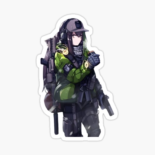 "Military Anime Girl" Sticker for Sale by kittiescuties | Redbubble