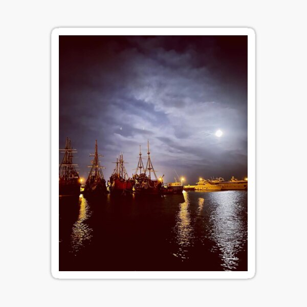 "Moonlight ship yard" Sticker for Sale by YC-Photography | Redbubble