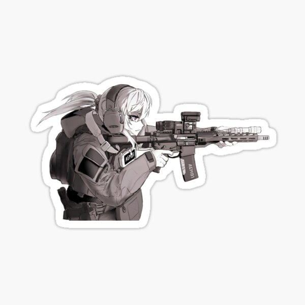 "Military Anime Girl" Sticker for Sale by kittiescuties | Redbubble