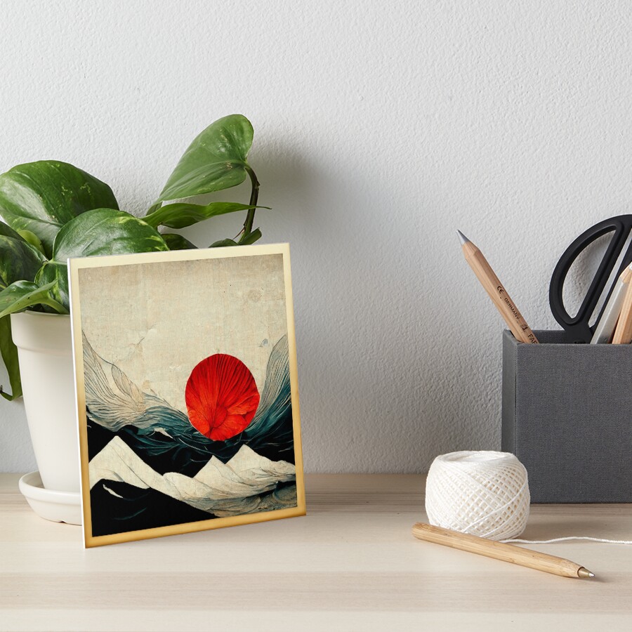 "Ukiyo-e ancient Japanese art style of sea flowers, sun and Japanese ...