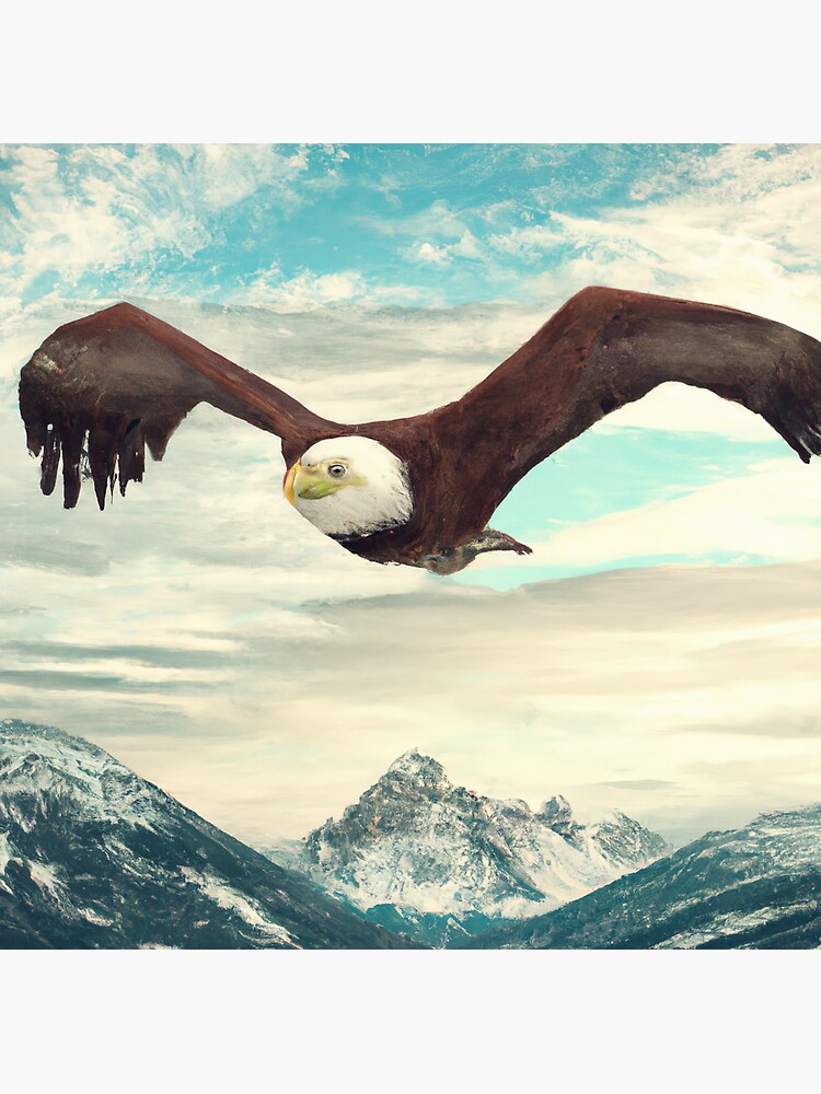 "Flying Eagle Over Snowy Mountains." Sticker for Sale by abf- | Redbubble