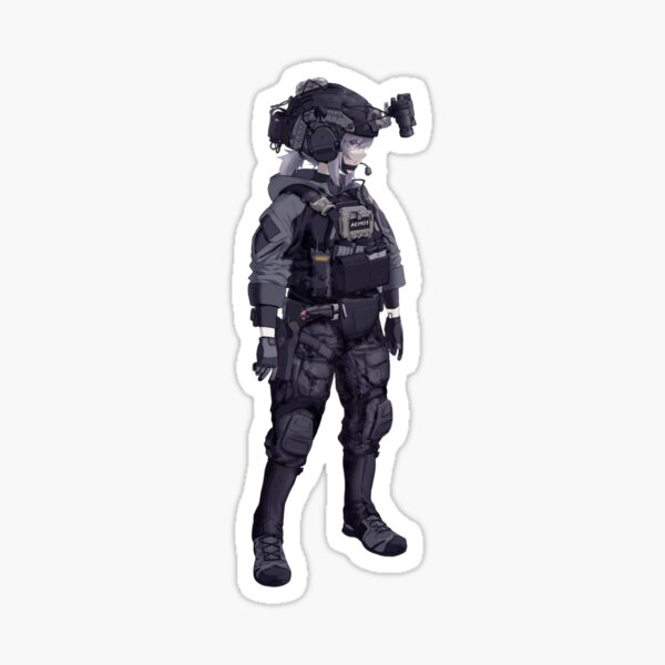 "Military Anime Girl" Sticker for Sale by kittiescuties | Redbubble