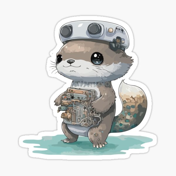 "Cute Robot Otter" Sticker for Sale by AI-Invention | Redbubble