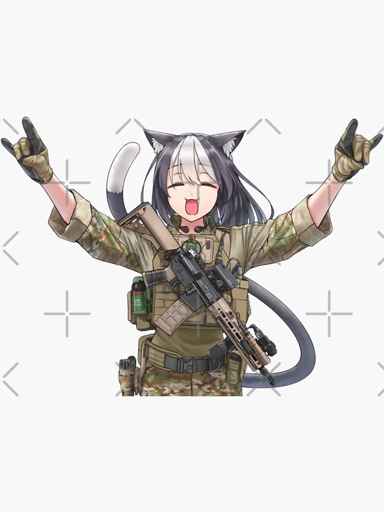 "Military Neko Girl" Sticker for Sale by kittiescuties | Redbubble