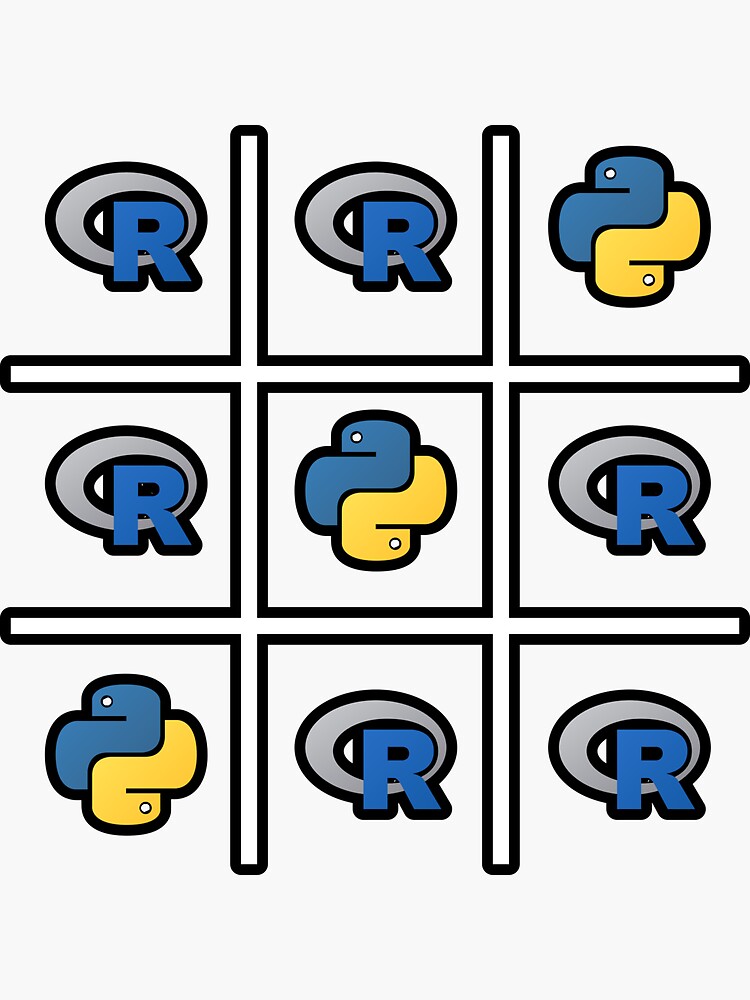 Python Tic Tac Toe Data Analysis Science Python R Programming Sticker For Sale By