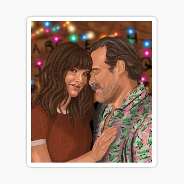 Jim Hopper And Joyce Byers Stranger Things Fanart Sticker For Sale