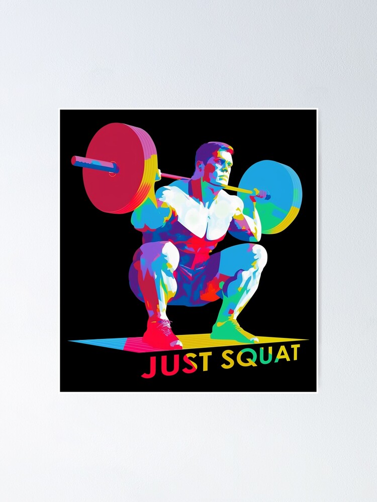 "Just Squat - Squatting Bodybuilder" Poster for Sale by Bondoboxy ...