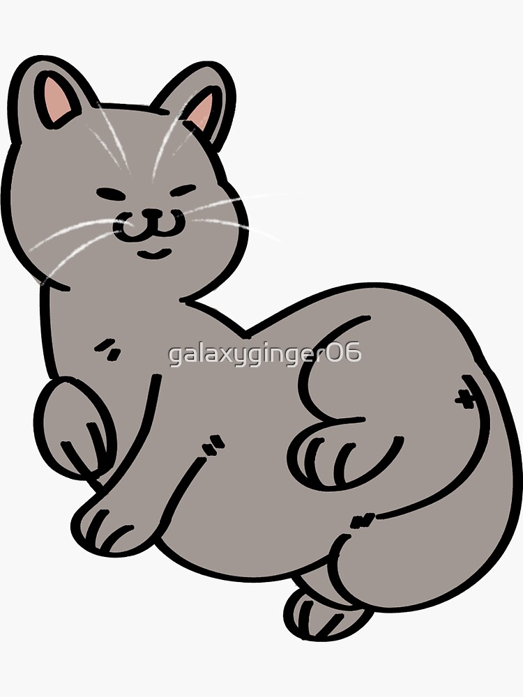 "fat grey cat" Sticker for Sale by galaxyginger06 | Redbubble