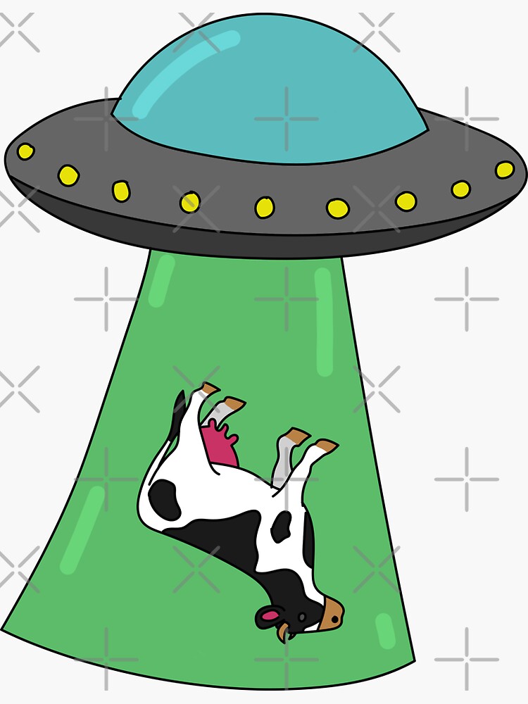 "Cow Abduction UFO" Sticker for Sale by CrappyDesigns69 | Redbubble