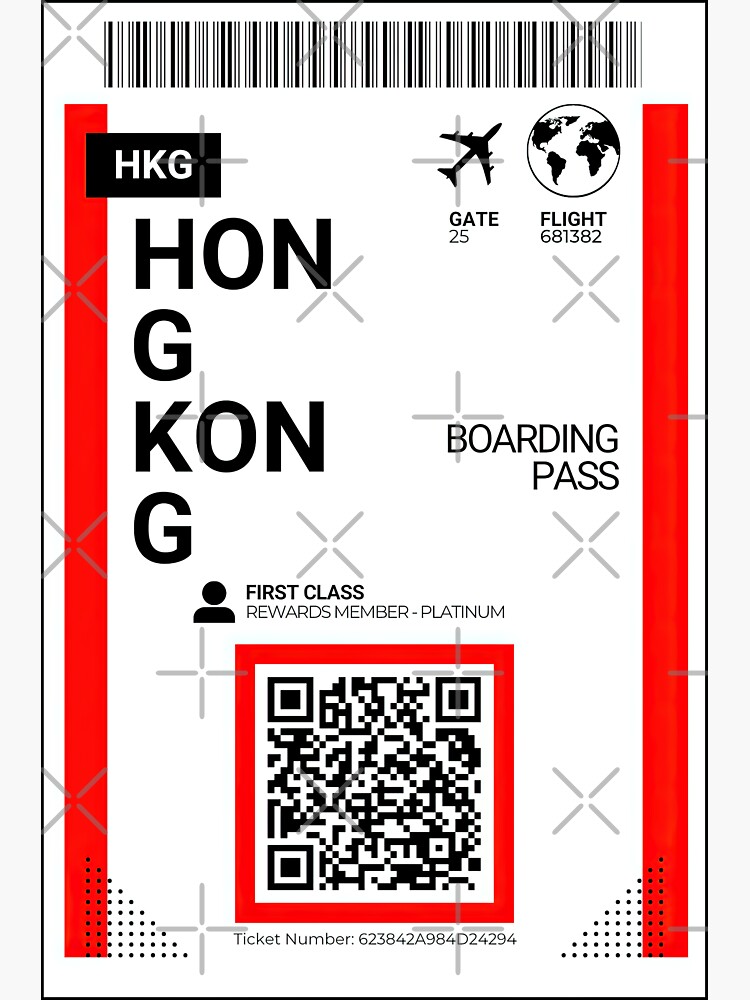 "HKG, Hong Kong - Flight Boarding Pass Travel Ticket" Sticker for Sale ...