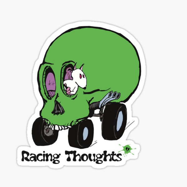 "Racing Thoughts in the Rat Race" Sticker for Sale by SpookySkulls ...