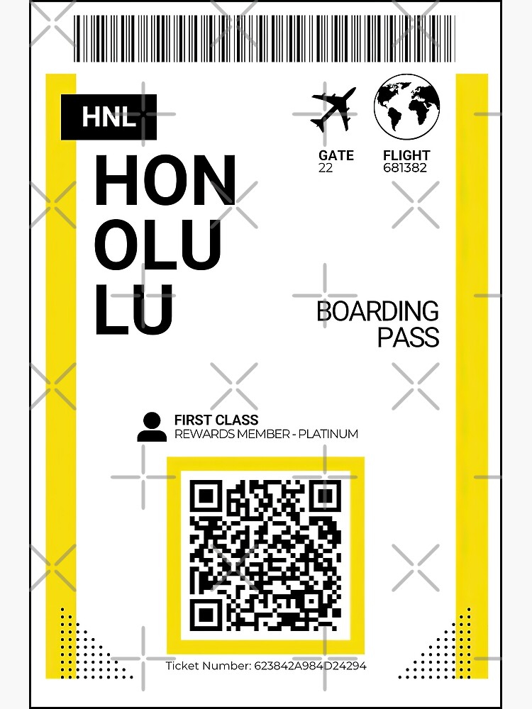 "HNL, Honolulu, Hawaii, USA - Flight Boarding Pass Travel Ticket ...