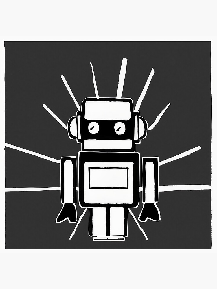 "AI-generated shining robot ink sketch" Sticker for Sale by ...