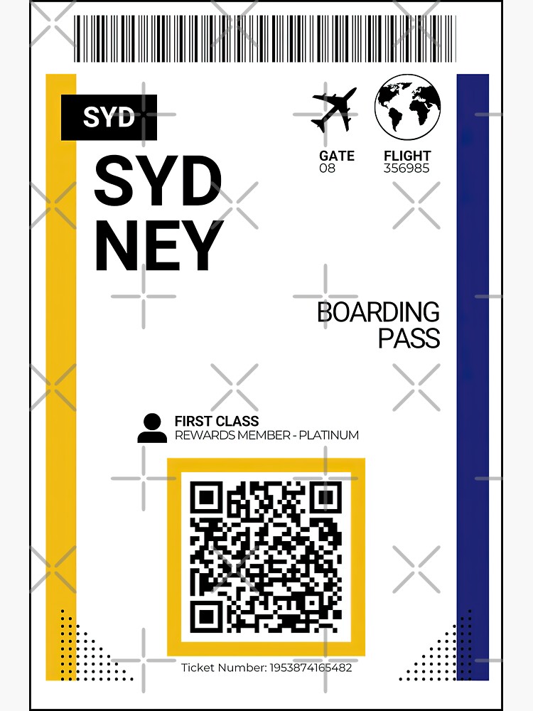 "SYD, Sydney, Australia - Flight Boarding Pass Travel Ticket" Sticker ...