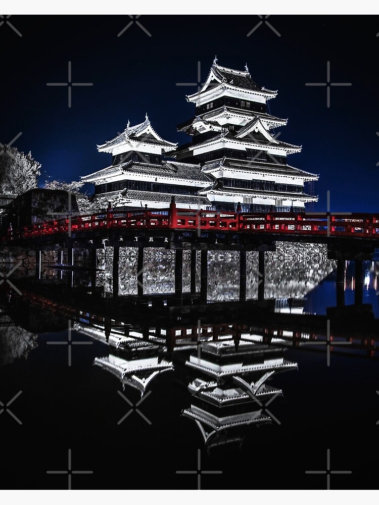Japanese Castle at night | Osaka Castle | Japanese Red Bridge Premium ...