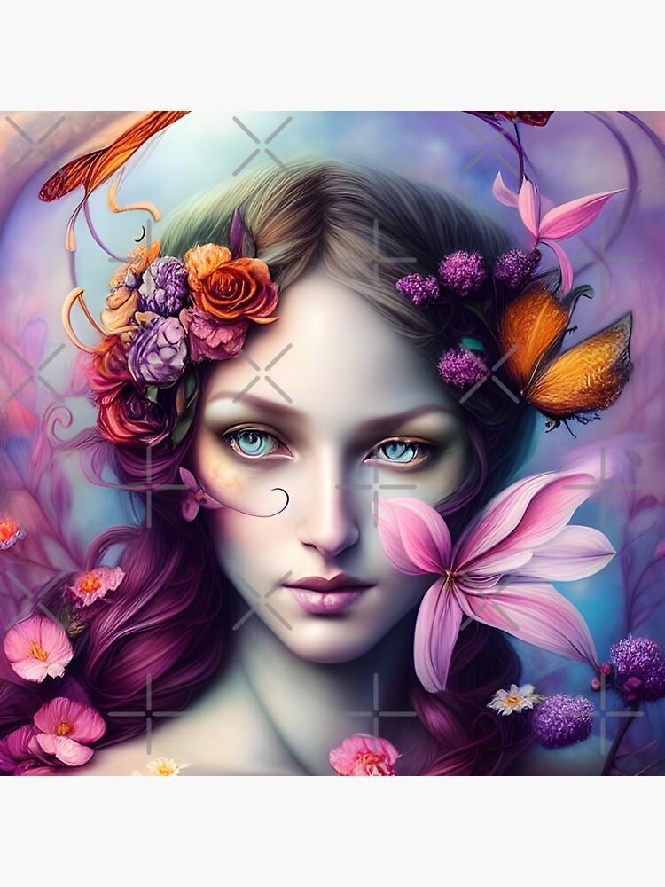 "Portrait of a Beautiful Nymph #3" Sticker for Sale by Nitram1990 ...