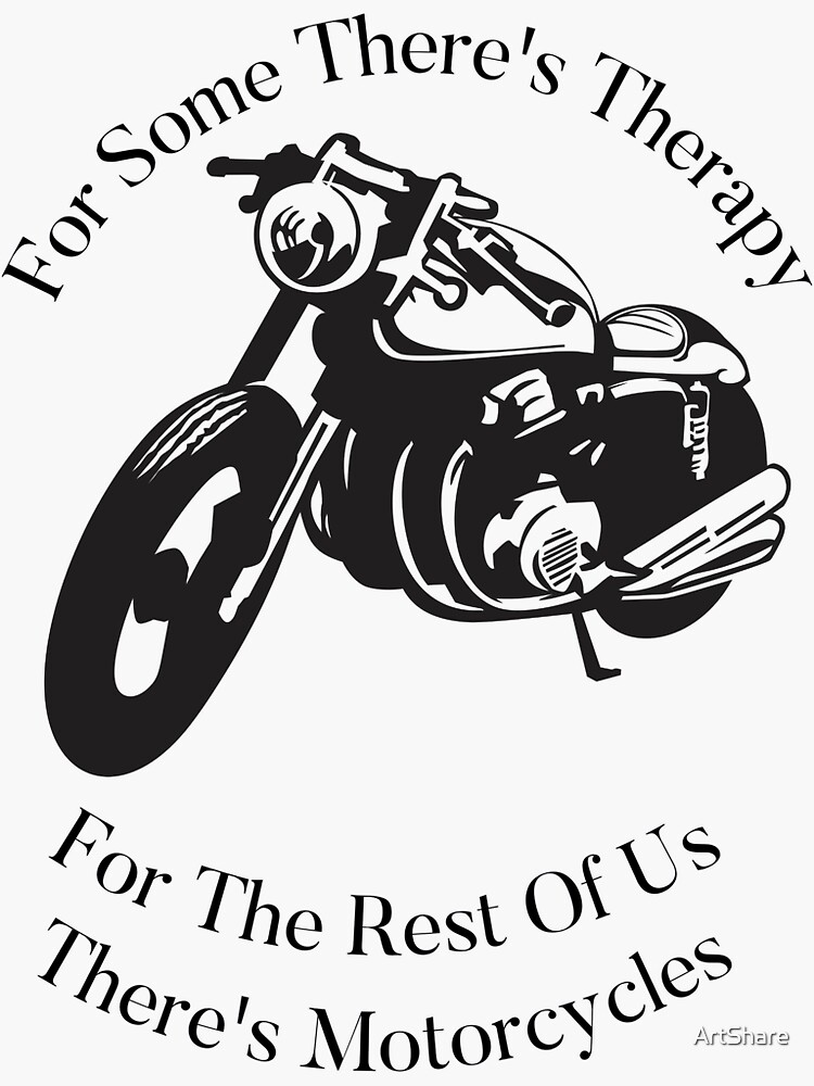 "Motorcycle Therapy" Sticker for Sale by ArtShare | Redbubble