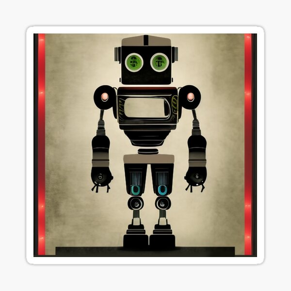 "AI-generated dark ominous steampunk robot drawing" Sticker for Sale by ...
